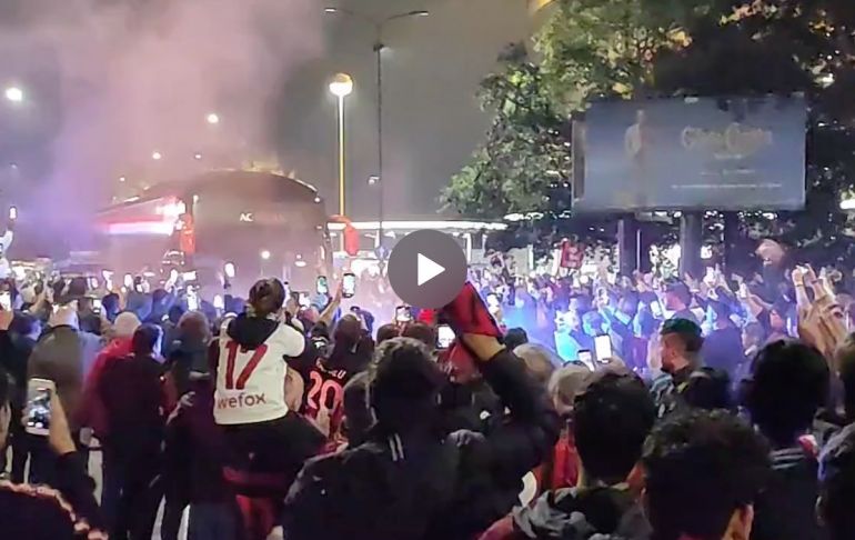 Watch: Milan team bus gets incredible reception as it arrives at San Siro