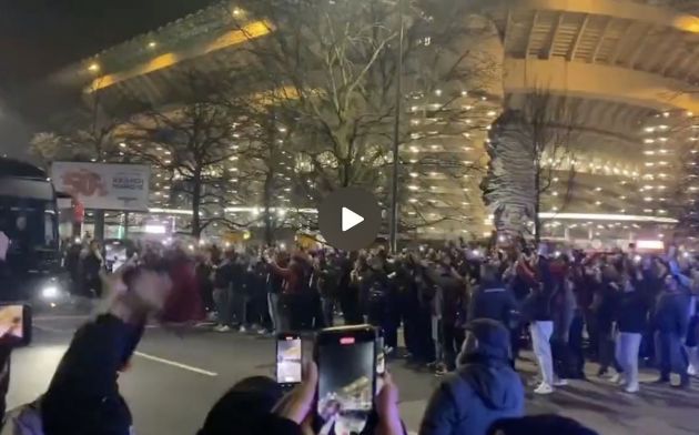 Watch: Hundreds of fans line street to welcome Milan team bus ahead of ...