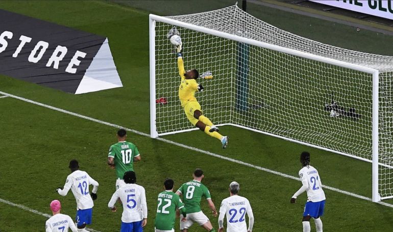 Watch: Maignan makes incredible full stretch save to deny Ireland at ...