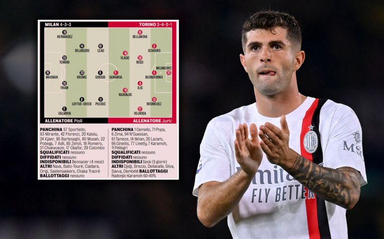 GdS: Probable XIs for Milan vs. Torino - Pioli makes current hierarchy clear