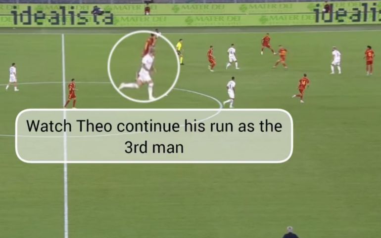 Watch: Milan use quick ball movement and third-man runs to prise Roma open