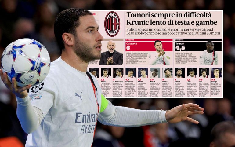 GdS: Milan player ratings for PSG defeat - Calabria the best; trio the worst