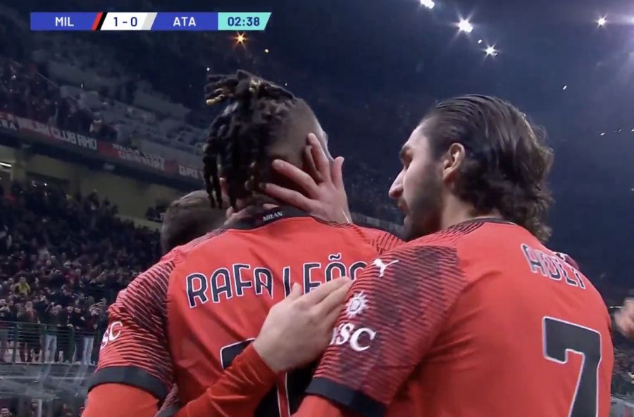 Watch: Leao opens scoring against Atalanta with stunning strike