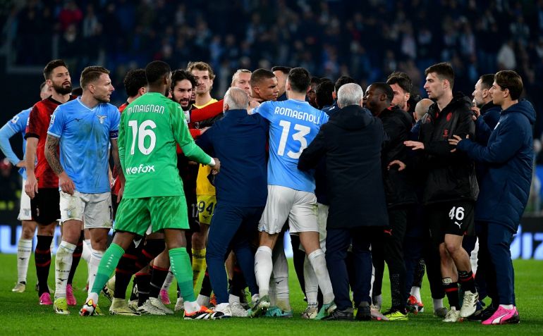 DAZN: Background on the big brawl after the final whistle in Lazio-Milan