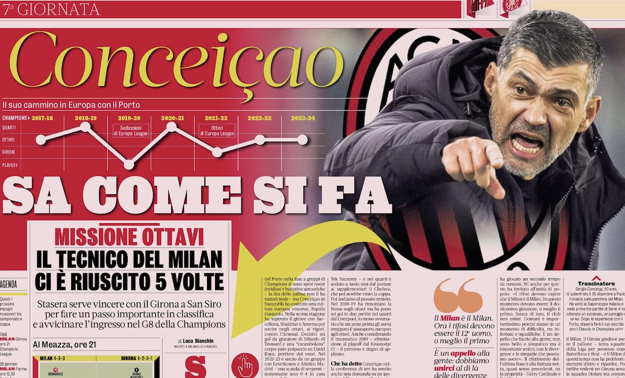 GdS: 'Conceicao knows how' - Milan continue mission for direct last-16 ...