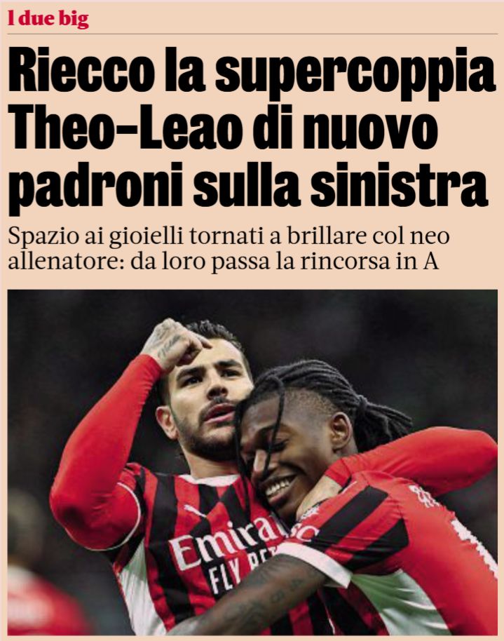 GdS: Leao and Theo now pivotal veterans as Conceicao builds new Milan