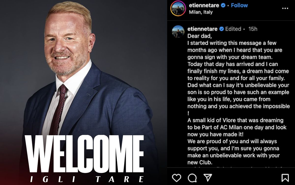 Igli Tare congratulated by son on Milan move: "A dream has come true ...