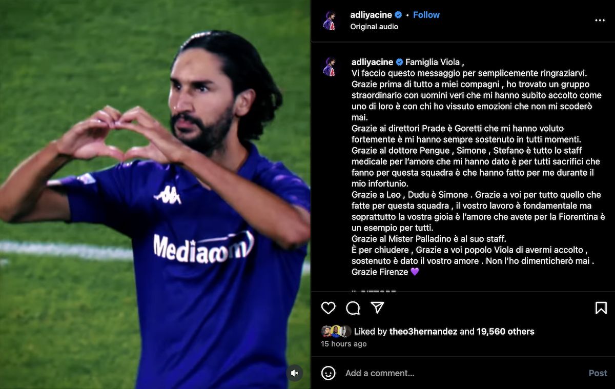 Yacine Adli thanks Fiorentina and reflects on loan spell: "I will never ...