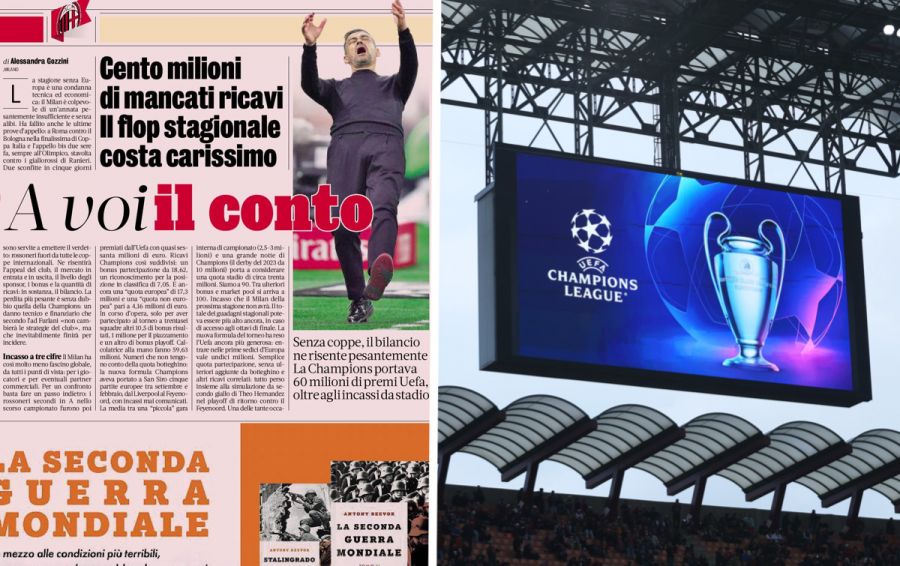 GdS: Milan lose out on around €100m with no European football - the ...