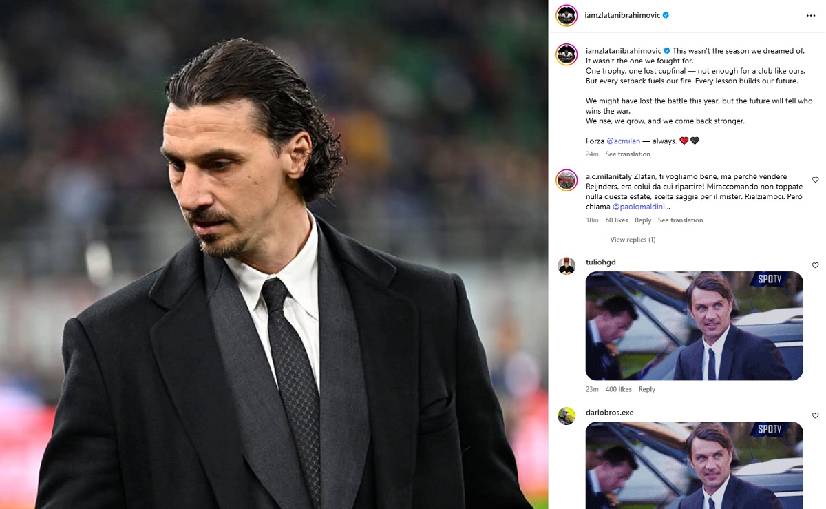 Ibrahimovic posts message regarding Milan's 2024-25 failure: "Every ...