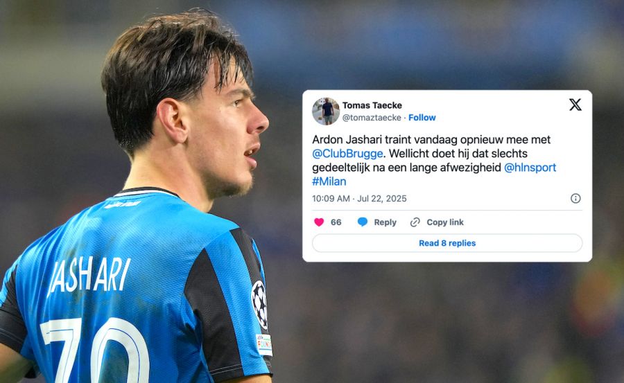 HLN: Jashari back in training with Club Brugge as Milan remain left waiting