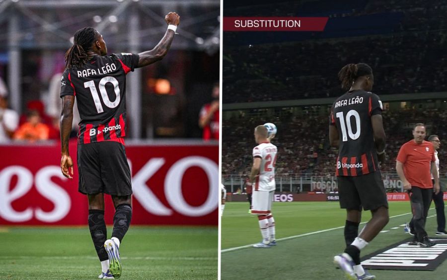 Watch: Leao gives Milan lead against Bari with header before going off injured