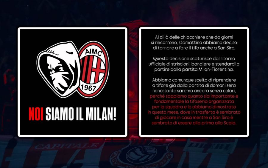 Curva Sud confirm they will return to San Siro for Milan-Napoli game ...