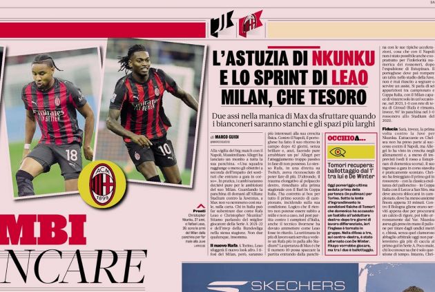 GdS: Leao and Nkunku could cause headache for Juve as Allegri eyes subs